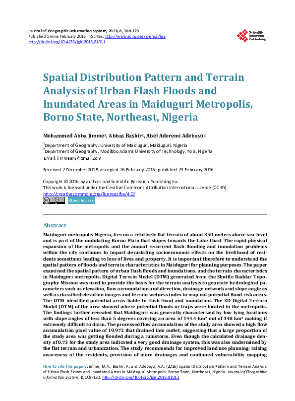 (PDF) Spatial Distribution Pattern and Terrain Analysis of Urban Flash Floods and Inundated ...