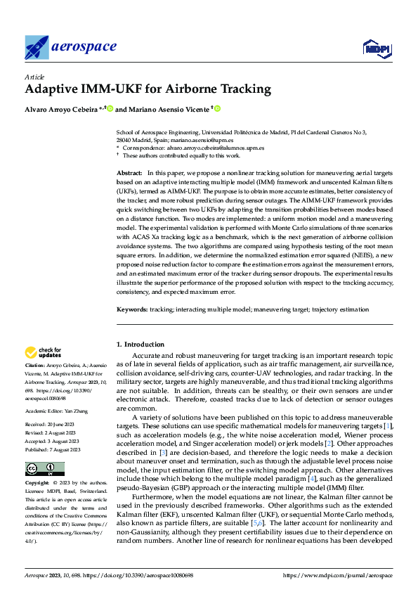 (PDF) Adaptive IMM-UKF for Airborne Tracking