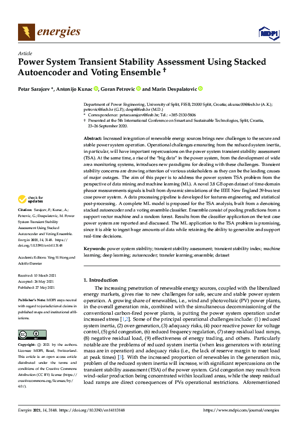 (PDF) Power System Transient Stability Assessment Using Stacked Autoencoder and Voting Ensemble ...