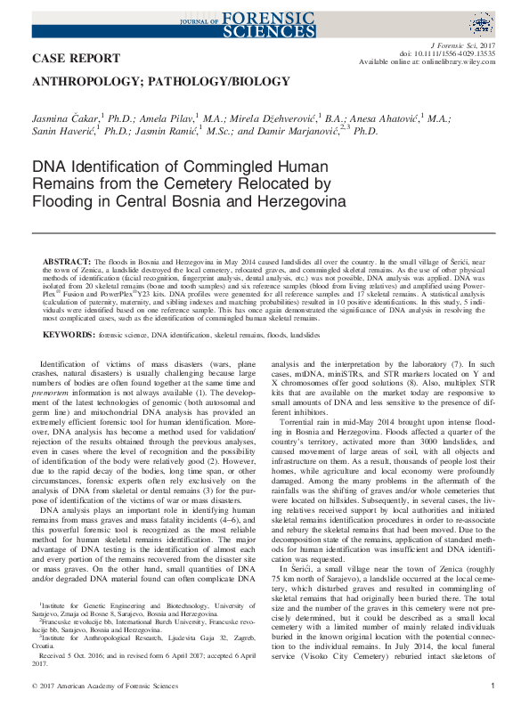 (PDF) DNA Identification of Commingled Human Remains from the Cemetery ...