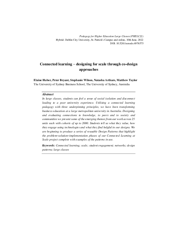 (PDF) Connected learning – designing for scale through co-design approaches