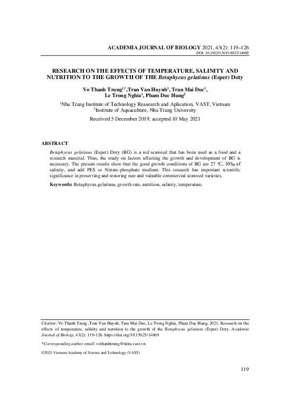 (PDF) Research on the effects of temperature, salinity and nutrition to ...