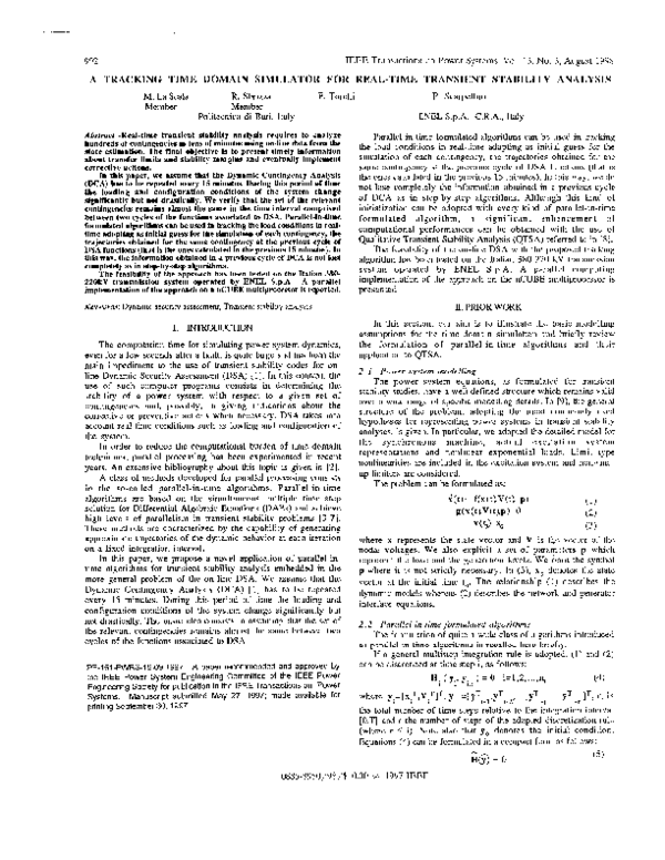 (PDF) A tracking time domain simulator for real-time transient stability analysis