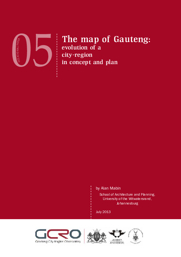 (PDF) The map of Gauteng: evolution of a city-region in concept and plan