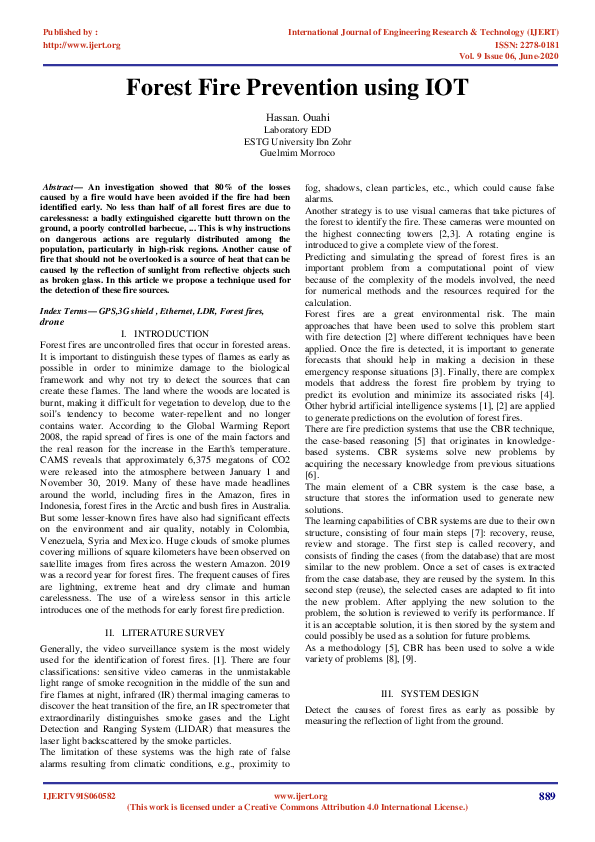(PDF) Forest Fire Prevention using IOT