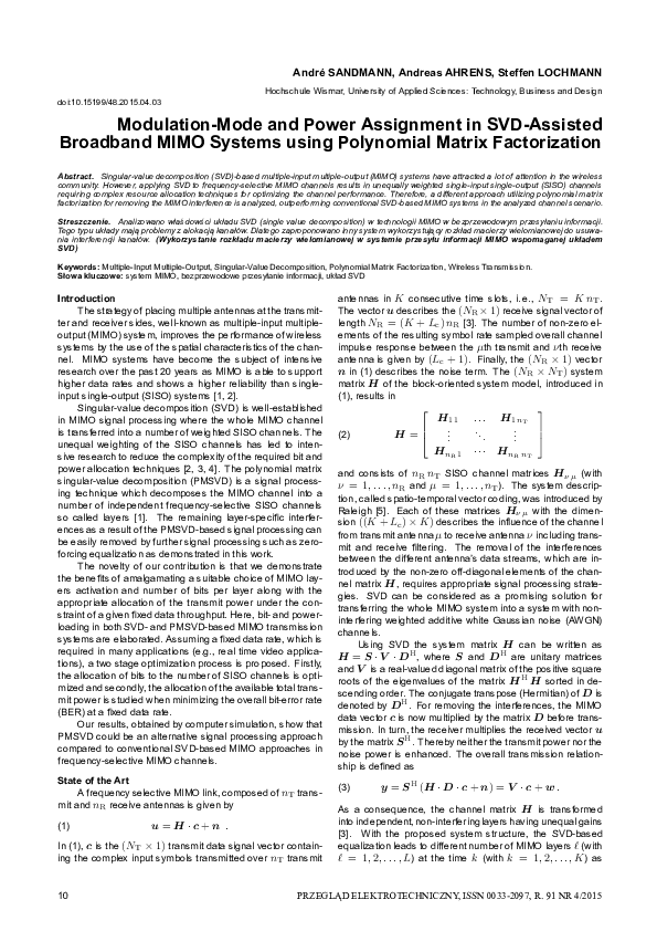 (PDF) Modulation-Mode and Power Assignment in SVD-Assisted Broadband Mimo Systems | César ...