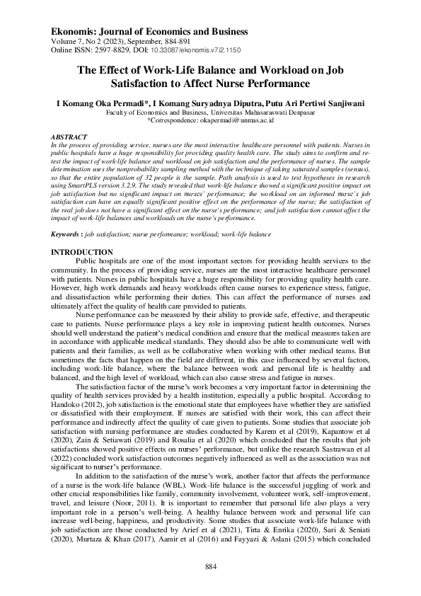 (PDF) The Effect of Work-Life Balance and Workload on Job Satisfaction ...