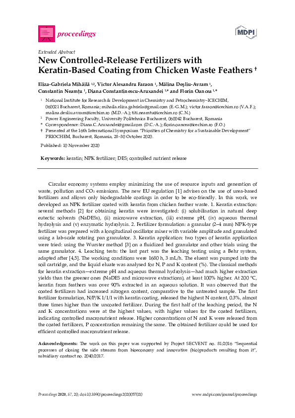 (PDF) New Controlled-Release Fertilizers with Keratin-Based Coating ...