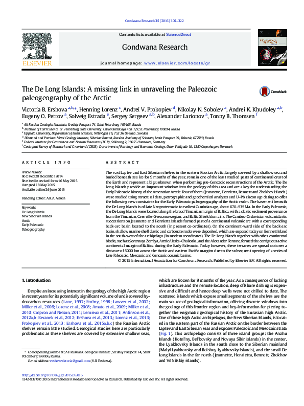 (PDF) The De Long Islands: A missing link in unraveling the Paleozoic ...