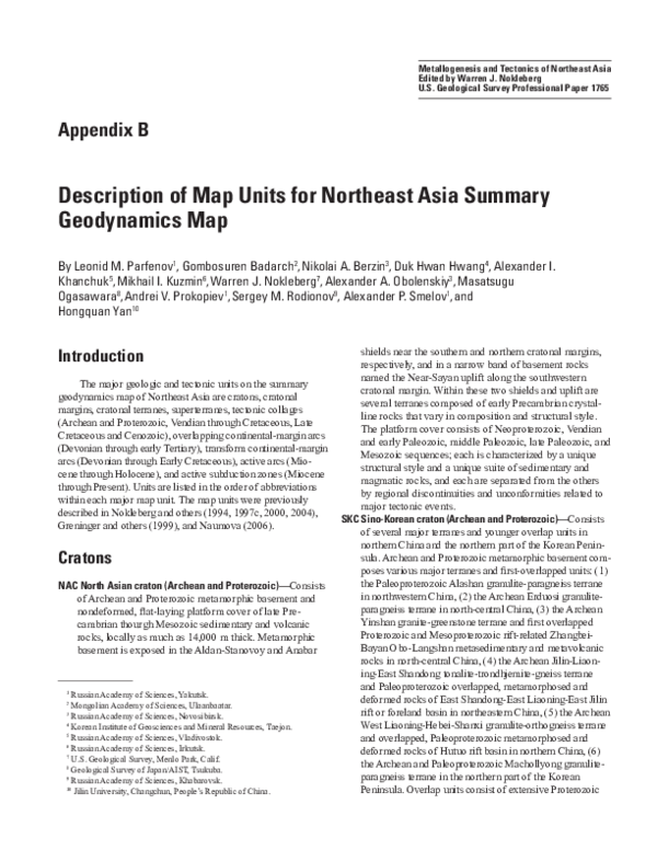 (PDF) Appendix B: Description of Map Units for Northeast Asia Summary ...