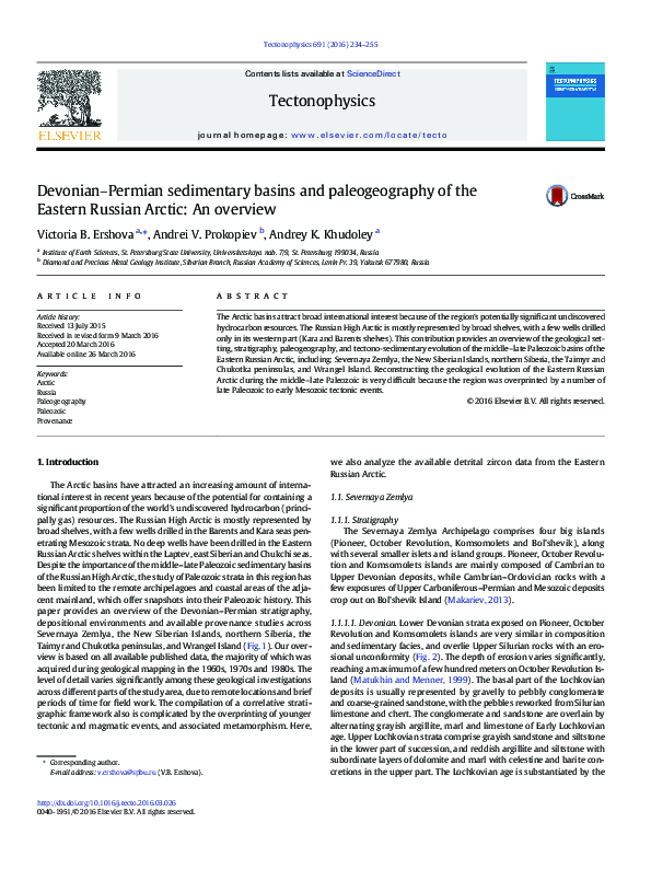 (PDF) Devonian–Permian sedimentary basins and paleogeography of the Eastern Russian Arctic: An ...