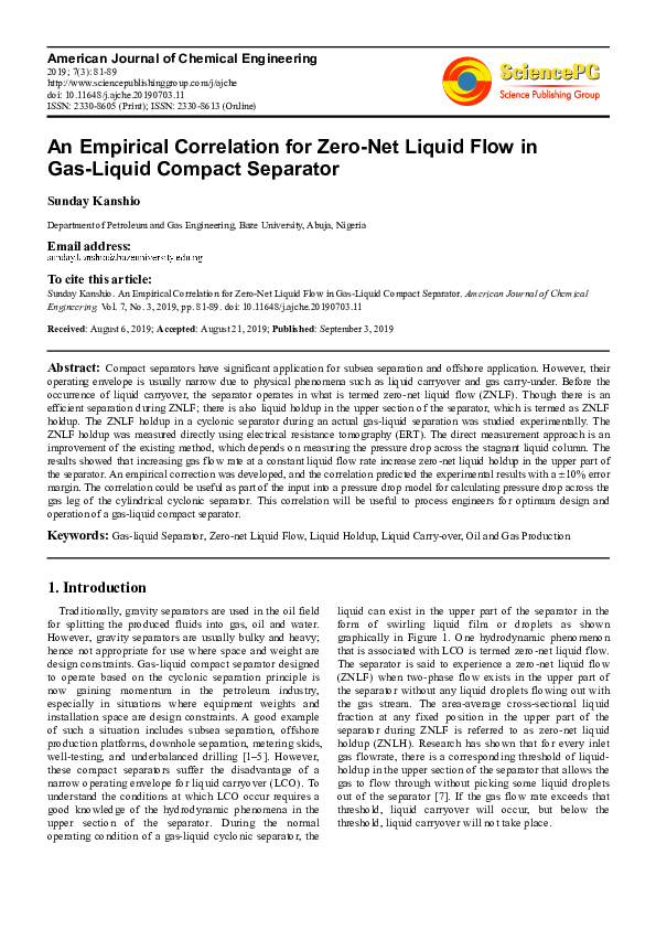 (PDF) Study of Foam Flow in a Gas-Liquid Cylindrical Cyclone (GLCC ...