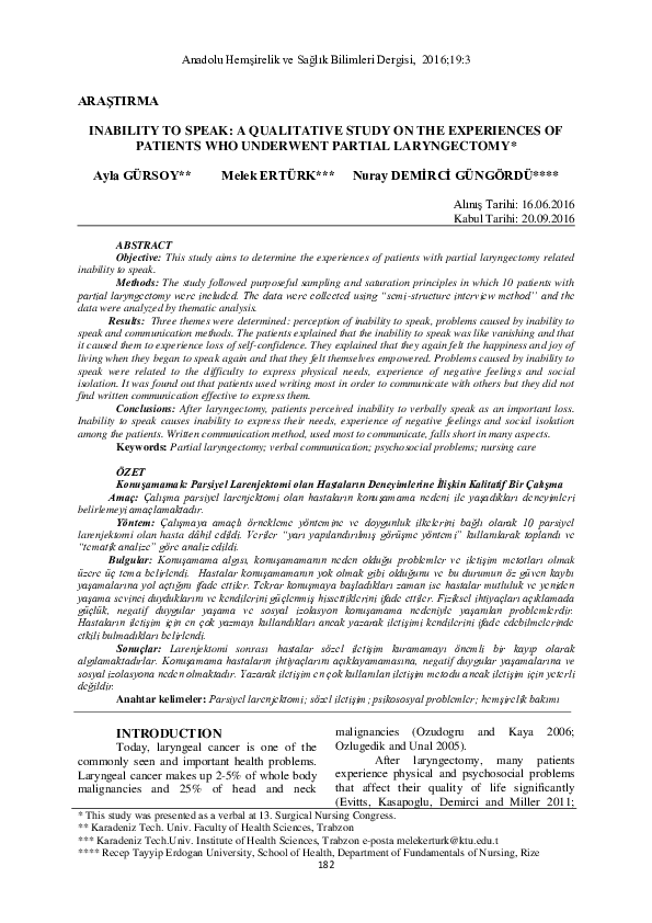 (PDF) Inability to Speak: A Qualitative Study on the Experiences of ...