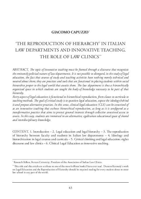 (PDF) “The reproduction of hierarchy” in Italian law departments and ...
