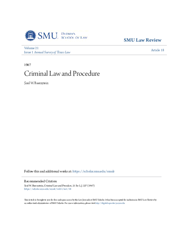 (PDF) Criminal Law and Procedure