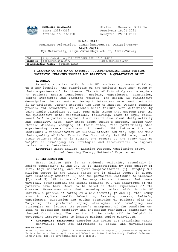 (PDF) I Learned to Say No to Anyone......Understanding Heart Failure ...