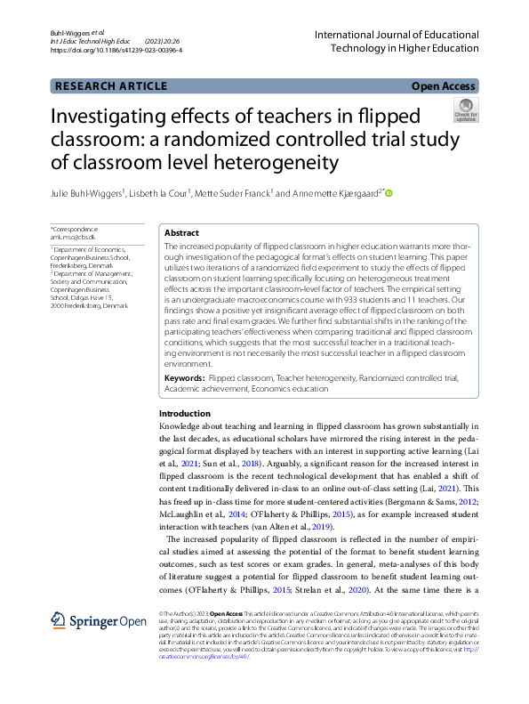 (PDF) Investigating effects of teachers in flipped classroom: a ...