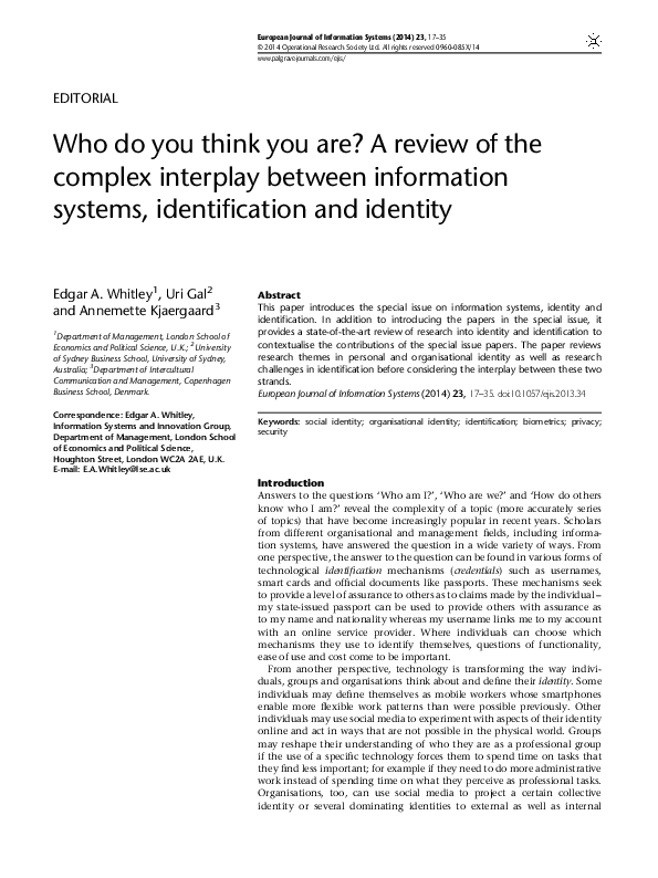 (PDF) Who do you think you are? A review of the complex interplay ...