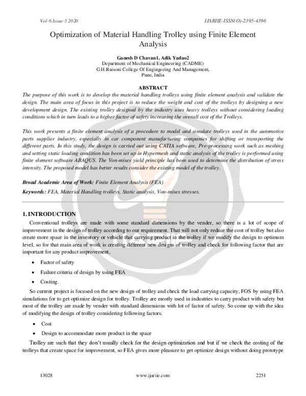 (PDF) Optimization of Material Handling Trolley using Finite Element ...