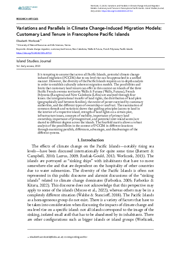 (PDF) Variations and Parallels in Climate Change-Induced Migration ...