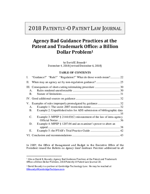 (PDF) Agency Bad Guidance Practices at the Patent and Trademark Office ...