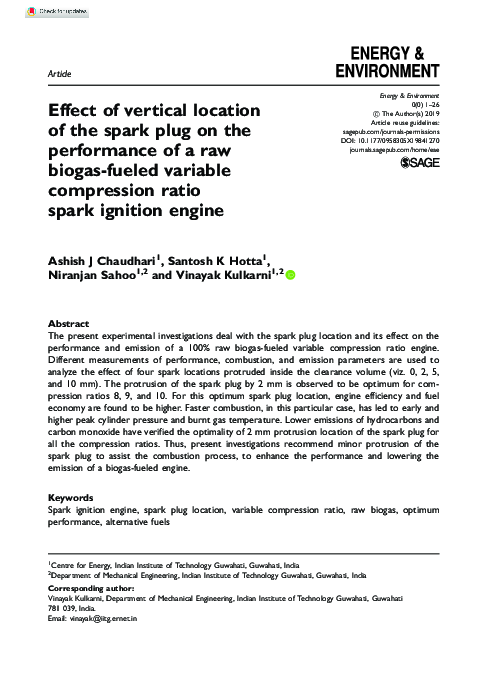 (PDF) Effect of vertical location of the spark plug on the performance ...