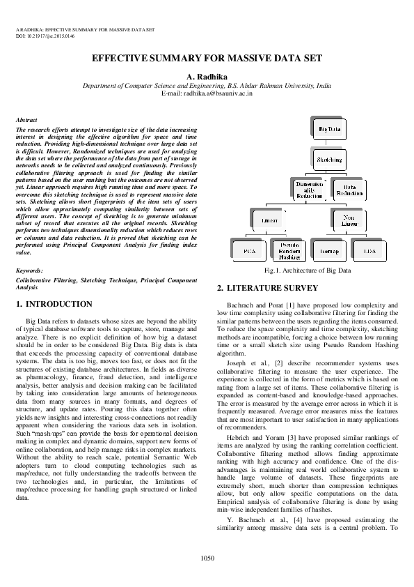 (PDF) Effective Summary for Massive Data Set