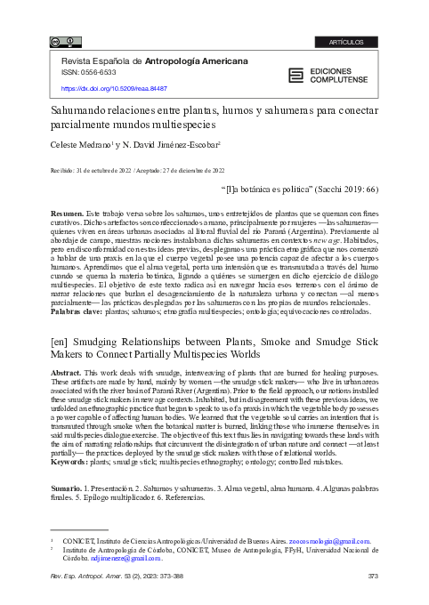 (PDF) Sahumando relaciones entre plantas, humos y sahumeras para ...