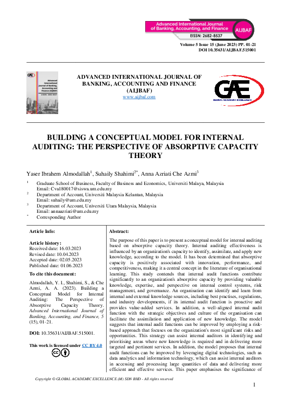 (PDF) BUILDING A CONCEPTUAL MODEL FOR INTERNAL AUDITING: THE ...