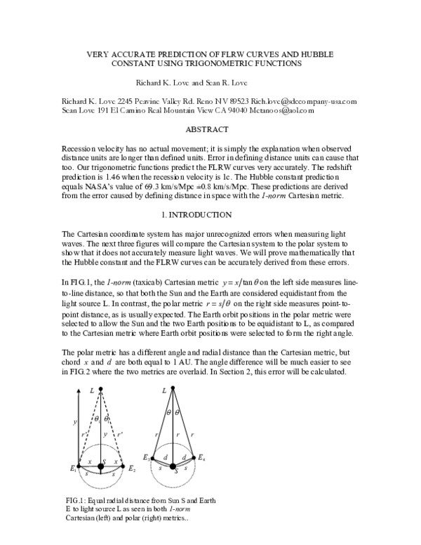 (PDF) Very Accurate Prediction of FLRW Curves and Hubble Constant Using ...