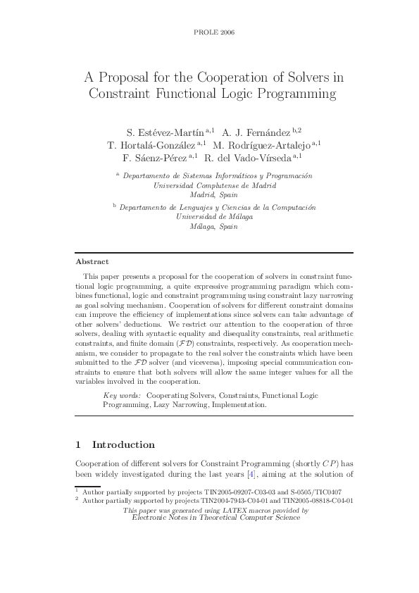 Pdf A Proposal For The Cooperation Of Solvers In Constraint Functional Logic Programming 