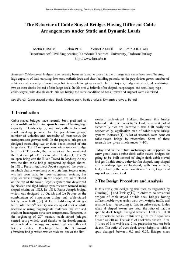 (PDF) The behavior of cable-stayed bridges having different cable arrangements under static and ...