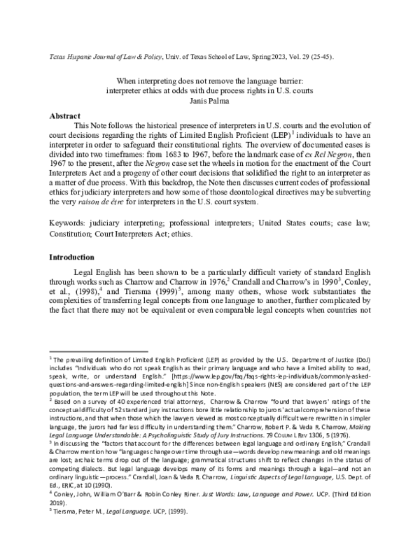 (PDF) When interpreting does not remove the language barrier ... (PDF) When interpreting does not remove the language barrier ...