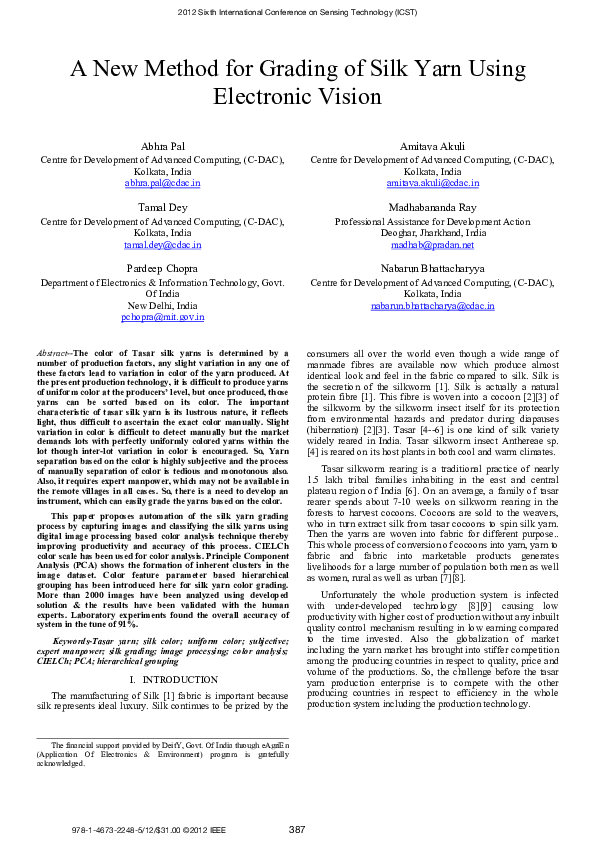 (PDF) A new method for grading of silk yarn using electronic vision
