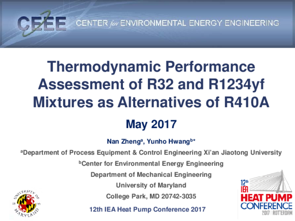 (PDF) Thermodynamic Performance Assessment of R32 and R1234yf Mixtures ...