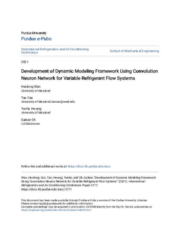 (PDF) Development of Dynamic Modeling Framework Using Convolution Neuron Network for Variable ...
