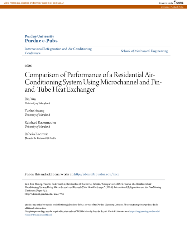(PDF) Comparison of Performance of a Residential Air-Conditioning System Using Microchannel and ...
