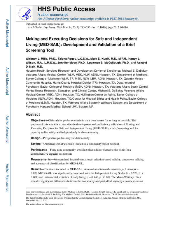 (PDF) Making and Executing Decisions for Safe and Independent Living ...