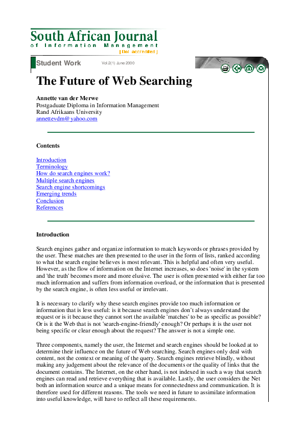 (PDF) The Future of Web Searching