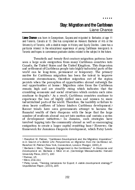 (PDF) Stay: Migration and the Caribbean | Liane Chance - Academia.edu