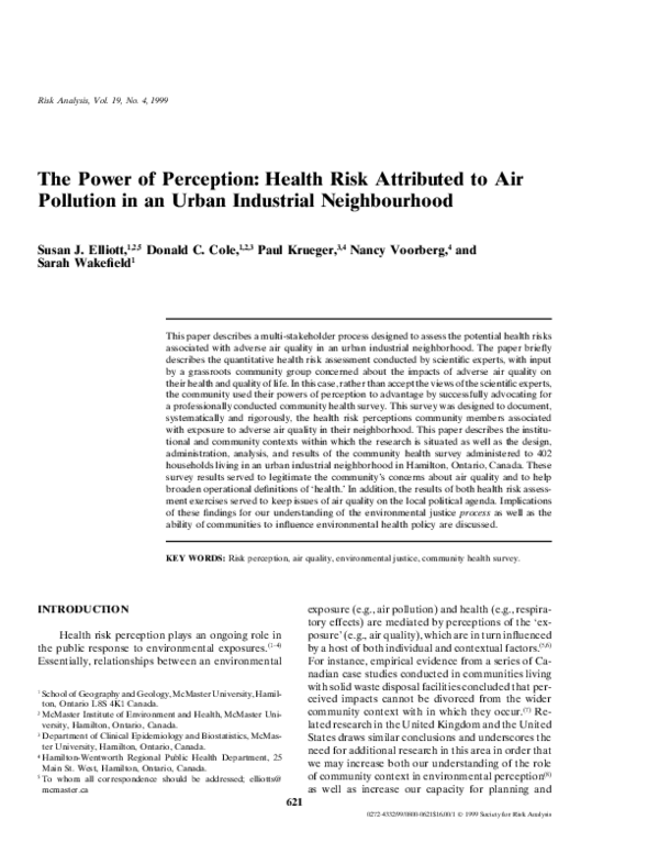 (PDF) The Power of Perception: Health Risk Attributed to Air Pollution ...