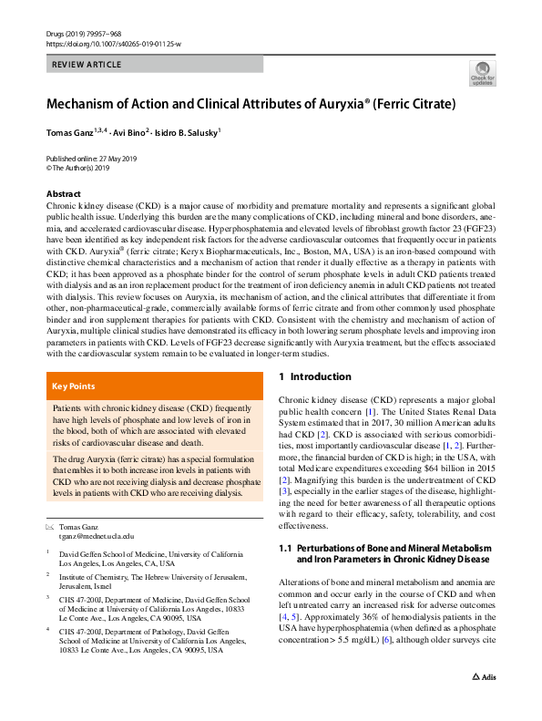 (PDF) Mechanism of Action and Clinical Attributes of Auryxia® (Ferric ...