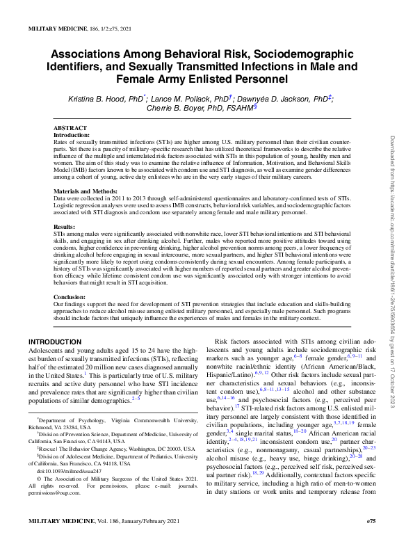 (PDF) Associations Among Behavioral Risk, Sociodemographic Identifiers ...