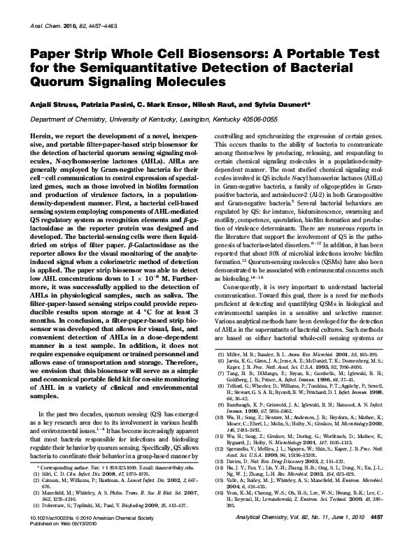 (PDF) Paper Strip Whole Cell Biosensors: A Portable Test for the ...