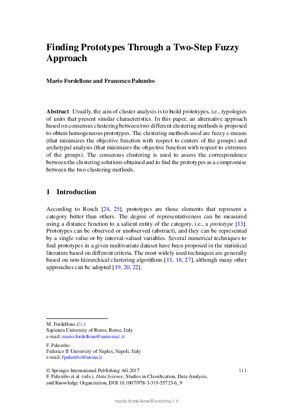 (PDF) Finding Prototypes Through a Two-Step Fuzzy Approach