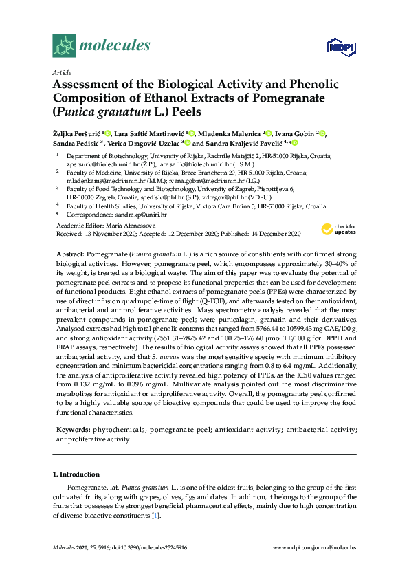 (PDF) Assessment of the Biological Activity and Phenolic Composition of Ethanol Extracts of ...