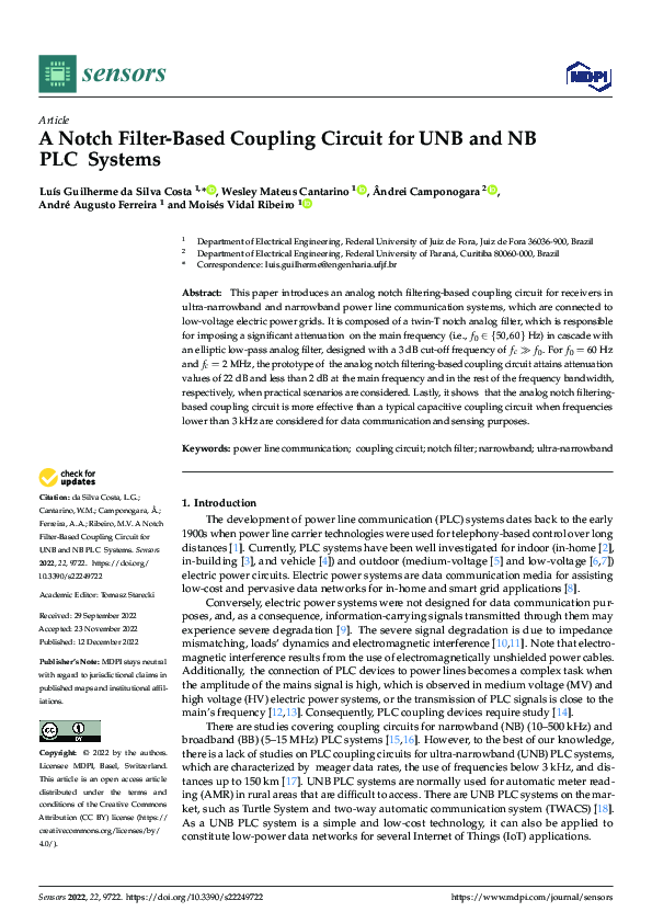 (PDF) A Notch Filter-Based Coupling Circuit for UNB and NB PLC Systems