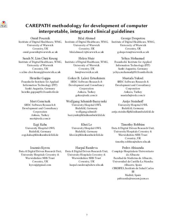 (PDF) CAREPATH methodology for development of computer interpretable, integrated clinical guidelines