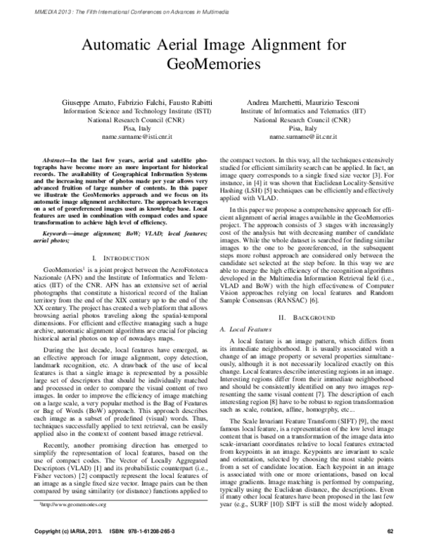 (PDF) Automatic Aerial Image Alignment for GeoMemories