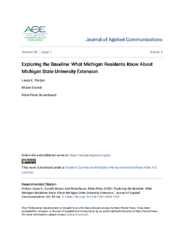 (PDF) Exploring the Baseline: What Michigan Residents Know About ...